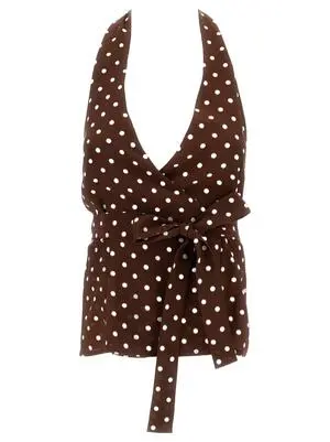 P.a.r.o.s.h Polka-dot Halterneck Mini Dress With Waist Tie - Red
