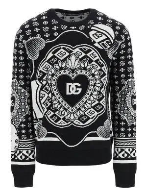 Dolce & Gabbana Logo Intarsia Knit Jumper - Black