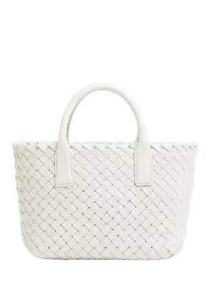 Bottega Veneta Mini Cabat Woven Tote - White