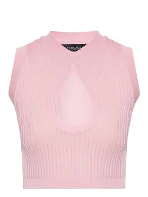 Versace Cut-out Ribbed Crop Top - Pink