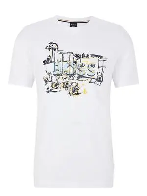 Hugo Boss Illustration-style Logo-print T-shirt - Multicolor