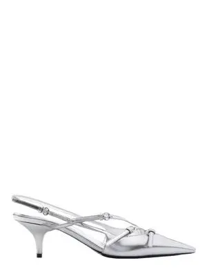 Miu Miu Leather Buckle Pumps - Silver