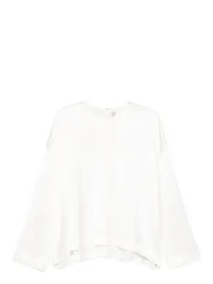 TOTEME Round Neck Long Sleeve Blouse - White