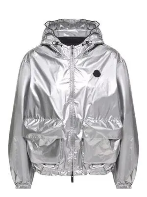 Moncler Ylang Hooded Metallic Zip-up Jacket - Silver