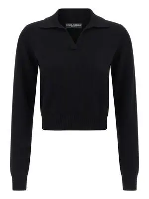Dolce & Gabbana Cashmere Polo Top - Black