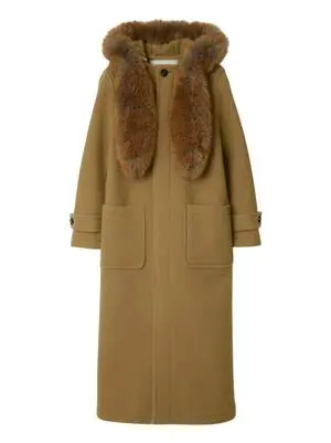 BURBERRY Burberry Faux-Fur Trimmed Long-Sleeved Duffle Coat