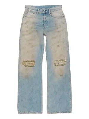 Acne Studios Logo Patch Distressed Jeans - Gray