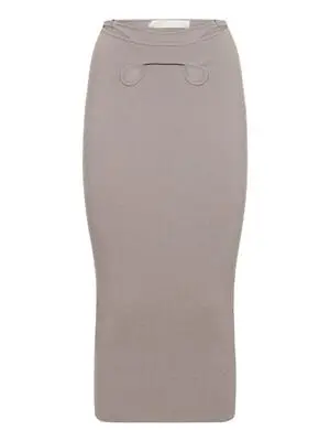 DION LEE Hollow Knit Mid-length Skirt - Gray