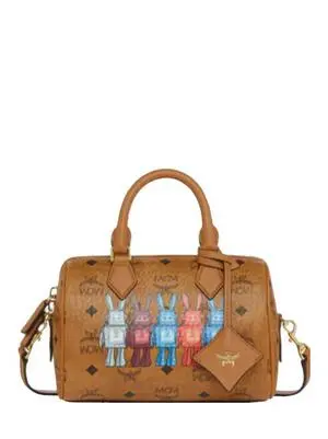 Mcm Ella Boston Bag In Rabot Visetos Monogram Canvas - Brown
