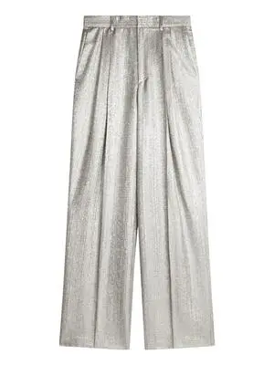 Dries Van Noten High-waisted Pleated Straight-leg Trousers - Silver