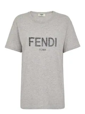 FENDI Fendi Logo Printed Crewneck T-Shirt