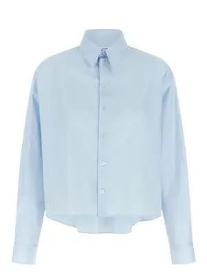 MAISON MARGIELA MM6 Maison Margiela Cropped Cotton Poplin Shirt With Asymmetric Hem