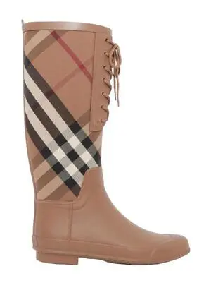 Burberry Vintage Check Lace-up Rain Boots - Brown