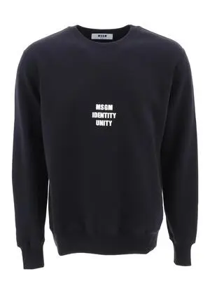 MSGM Slogan Printed Cotton Pullover - Black