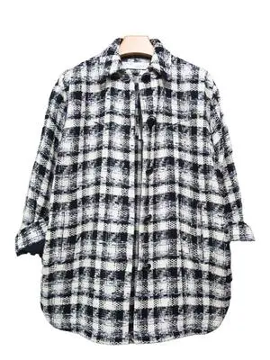 IRO PARIS Textured Plaid Casual Jacket - Gray