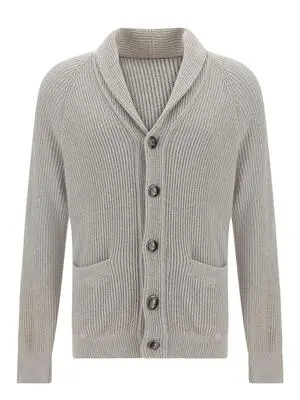 Brunello Cucinelli Buttoned Shawl Lapel Cardigan - Gray