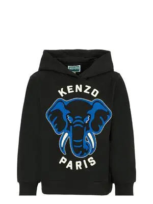 Kenzo Long Sleeve Graphic Print Hooded Sweatshirt - Black