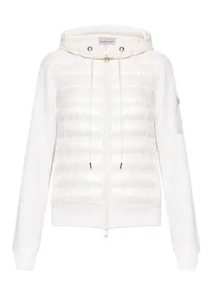Moncler Hooded Padded Zip-up Jacket With Logo Patch - White