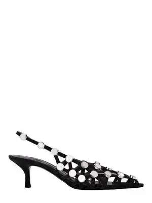 Attico Grid Slingback Pumps - Black