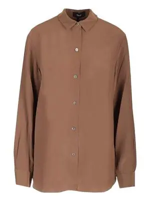Theory Long Sleeve Buttoned Shirt - Brown