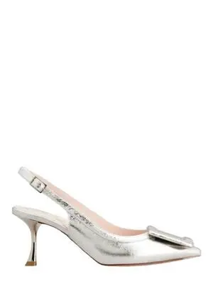 ROGER VIVIER Viv In The City' Slingback Pumps With Covered Buckle - Silver