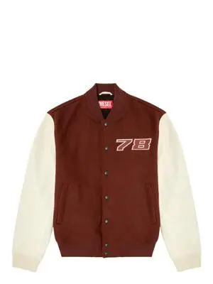 DIESEL® Wool-blend Varsity Jacket With "78" Appliqu - Brown