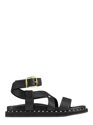 JIMMY CHOO Jimmy Choo Blaise Flat Sandals With Gold Diamond Hardware