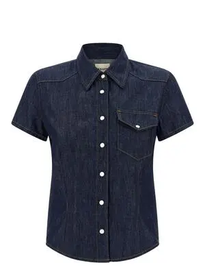 Khaite Cavazos Short Sleeve Shirt - Blue