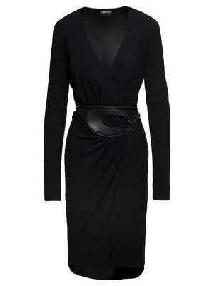 TOM FORD V-neck Belted Wrap Dress - Black