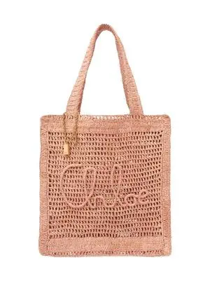Chloé Chloé Woven Tote Bag With Logo Detail Summer Beige