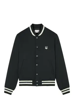 Maison Kitsuné Logo Embroidered Bomber Jacket - Black