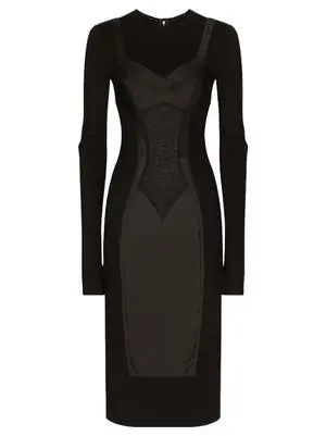 Dolce & Gabbana Detailed Long-sleeved Midi Dress - Black