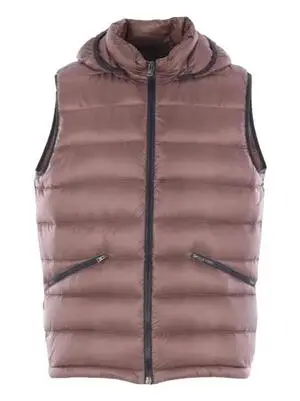 Herno Hooded Zip-up Down Vest - Brown