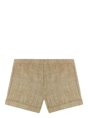 Bonpoint Elastic Waist Shorts With Logo Patch - Brown