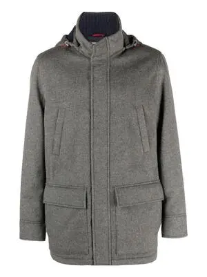 Brunello Cucinelli Quilted Long-sleeved Hooded Coat - Gray