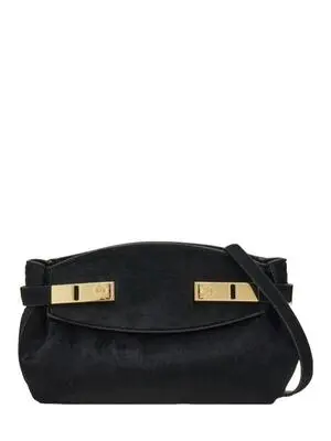 FERRAGAMO Gancio Buckled Crossbody Bag - Black