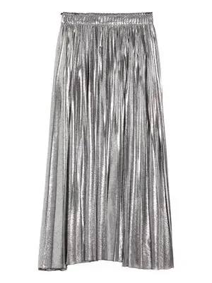 Max Mara Pleated Flared Midi Skirt - Silver