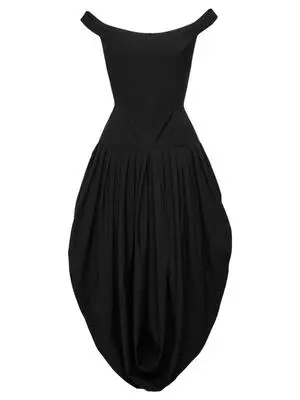 Magda Butrym Long Off-shoulder Draped Dress - Black