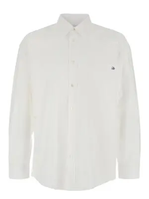 DUNST Shirt With Front Pocket And Logo - Ivory