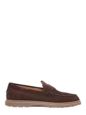 TOD'S Suede Penny Loafers - Brown