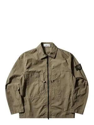 Stone Island Stone Island Comfort-Fit Zipper-Up Overshirt Military Green