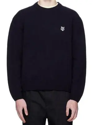 Maison Kitsuné Wool Fox Head Sweater - Black