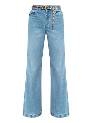 Michael Kors Belted Bootcut High-rise Jeans - Blue