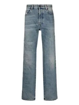 DIESEL® Logo Embossed Straight-leg Jeans - Gray