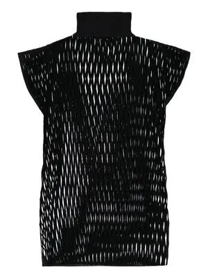 Alaïa Maxi Open-knit High Neck Top - Black