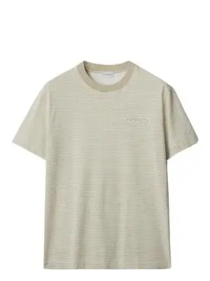Burberry Burberry Logo Printed Striped Crewneck T-Shirt Nude