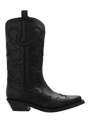 GANNI Square-toed Short Boots - Black