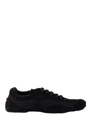 Prada Mesh Panelled Lace-up Sneakers - Black