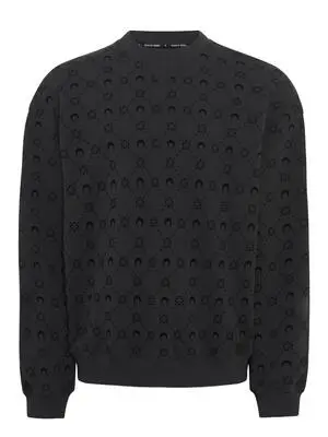 MARINE SERRE Round Neck Long Sleeve Sweater - Black