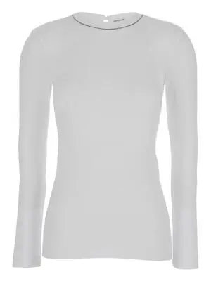 Brunello Cucinelli Embellished Knitted Jumper - White
